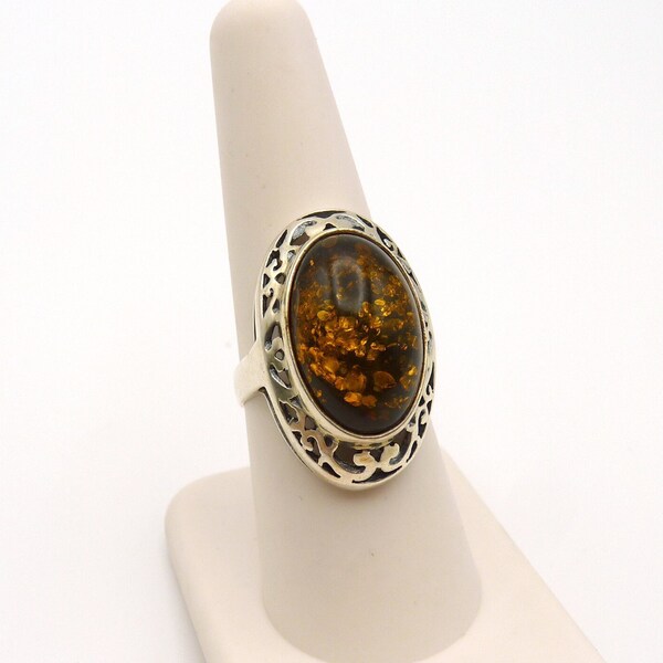Vintage Amber Ring - Etsy