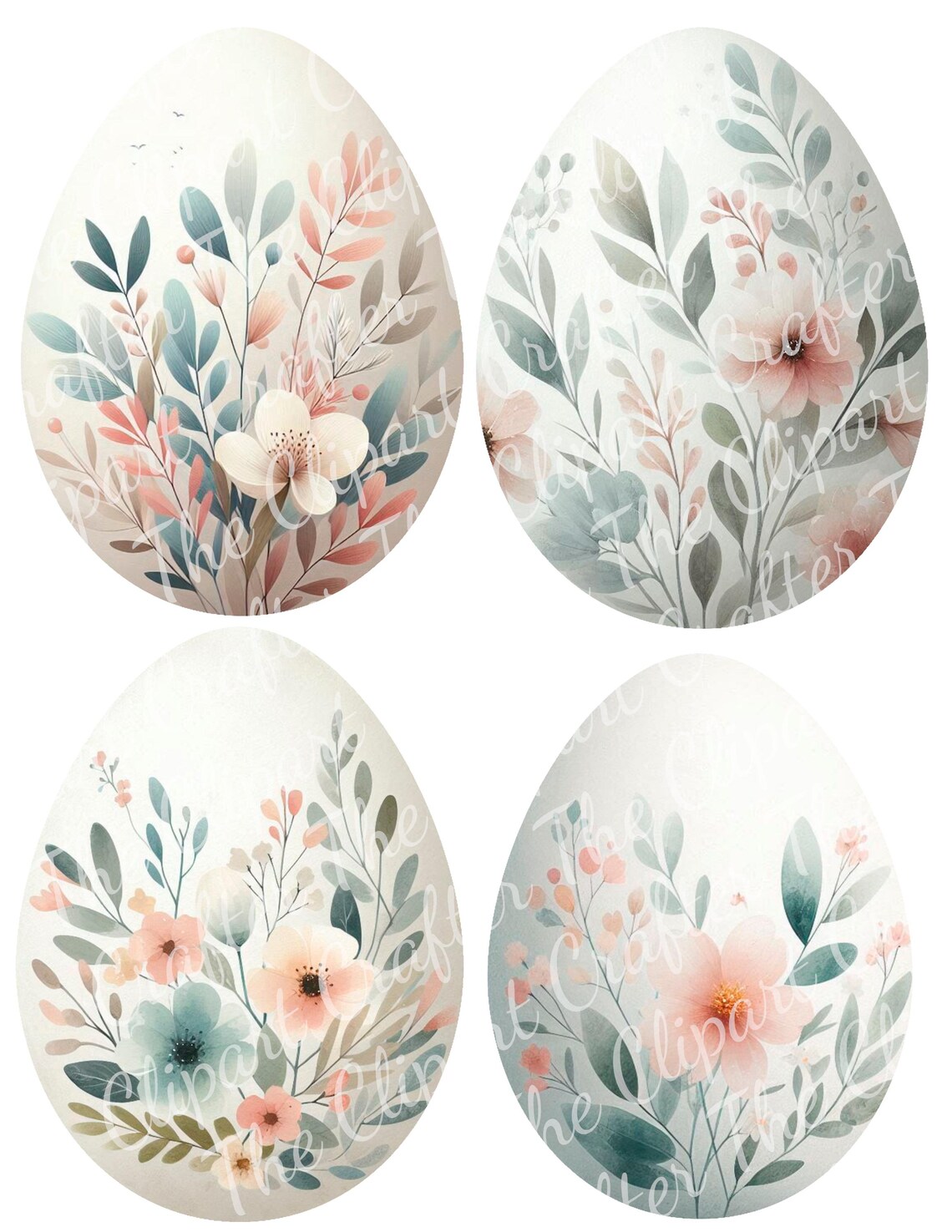Set of 16 Watercolor Floral Easter Eggs Clipart PNG Boho - Etsy
