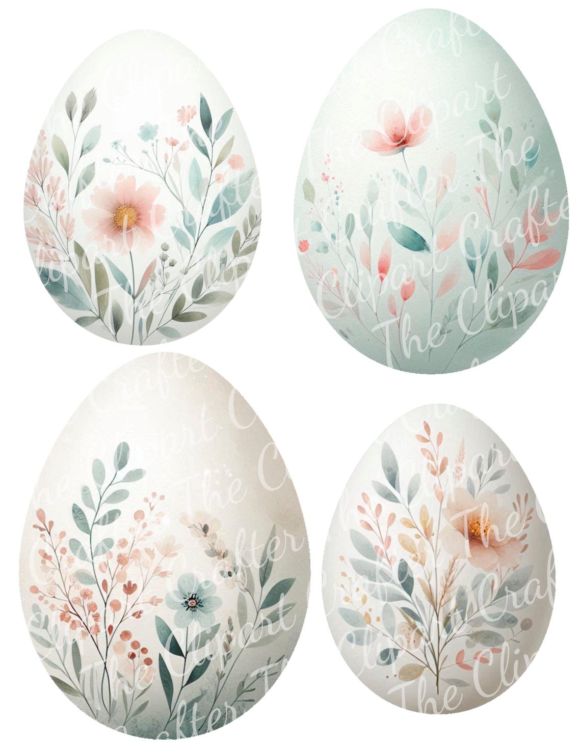 Set of 16 Watercolor Floral Easter Eggs Clipart PNG Boho - Etsy