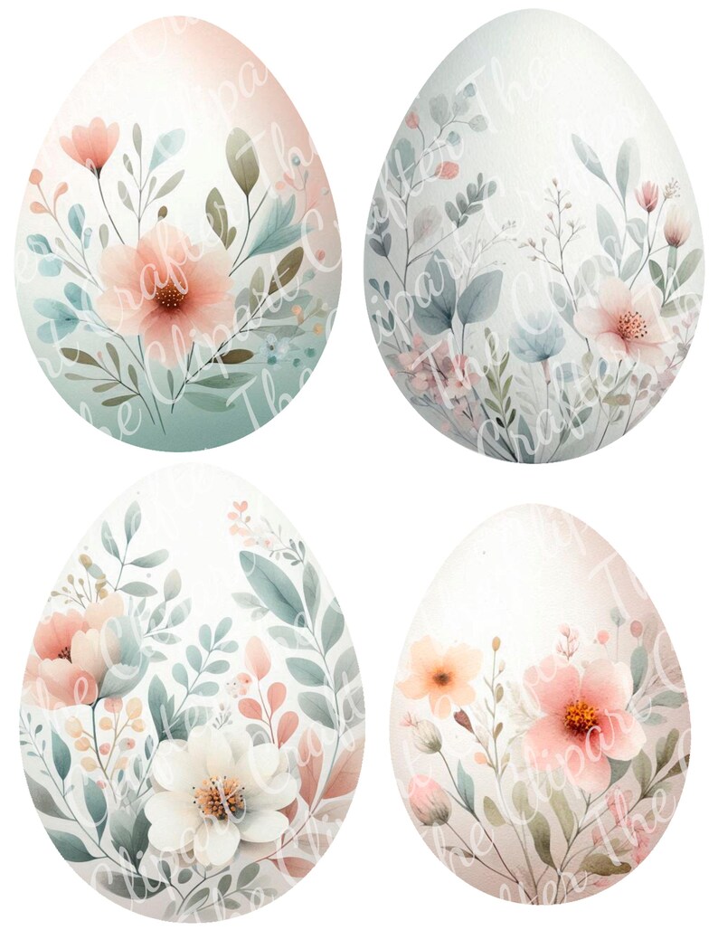 Set of 16 Watercolor Floral Easter Eggs Clipart PNG Boho - Etsy