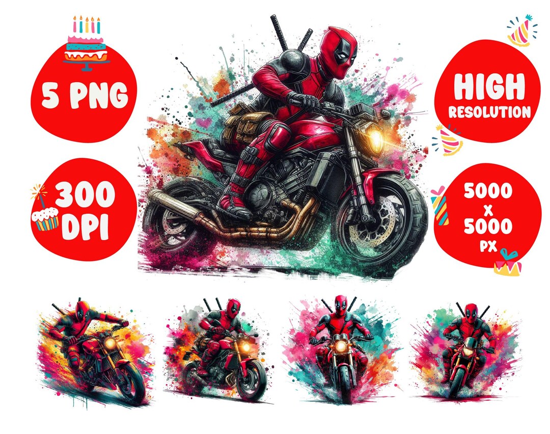 Superhero Motorcycle Splash PNG: Watercolor Clipart (digital Download ...