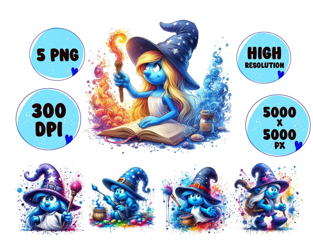 5 PNG Wizard Smurfette Png Splash and Watercolor Super Transparent PNG ...