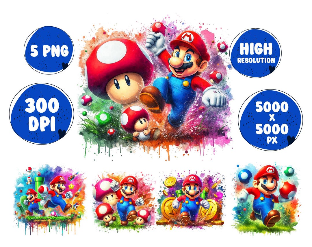 5 PNG Super Mario Splash and Watercolor Png Transparent PNG File for ...