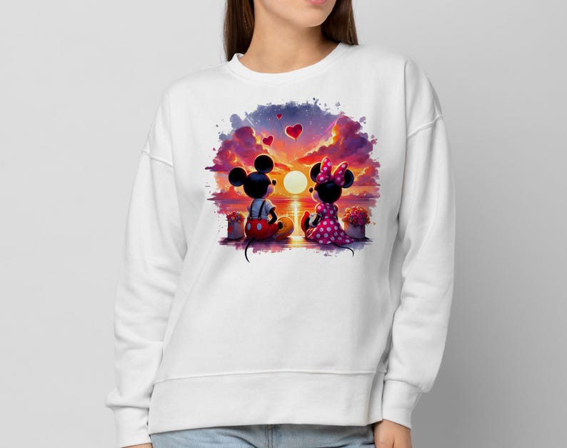 Sunset Mickey and Minnie PNG: Valentine's Day Watercolor Clipart ...