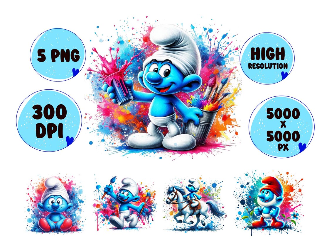 Paint Smurf 5 PNG Smurf Splash and Watercolor Png Smurf Transparent PNG ...