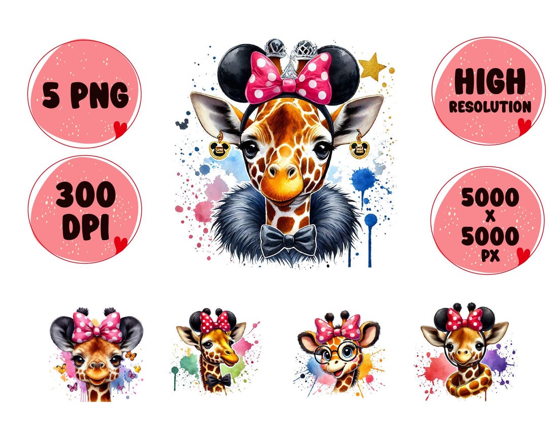 5 PNG Giraffe Mickey Png Mouse Splash and Watercolor Png Mickey ...