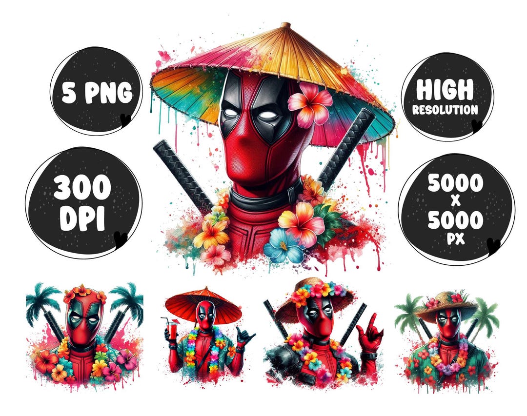 5 PNG Hawaii Deadpool Png Holiday Splash and Watercolor Transparent ...