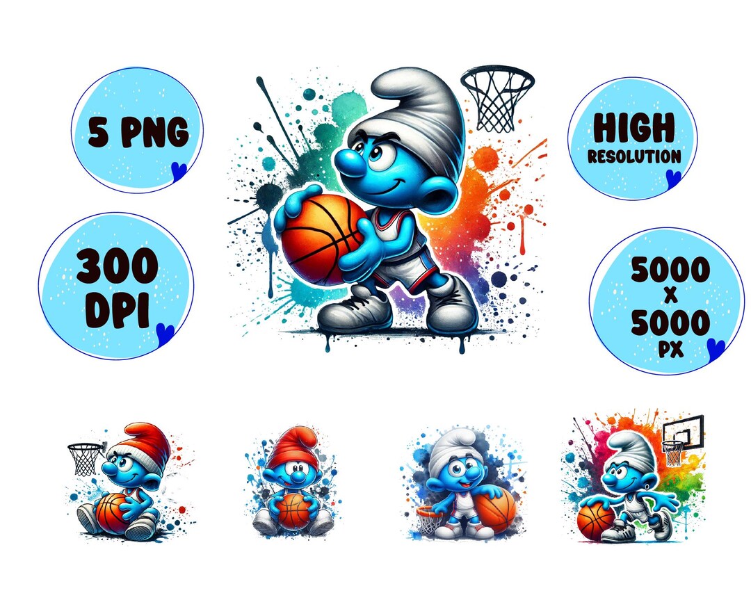 Basketball Smurf 5 PNG Basketball Splash and Watercolor Png Smurf ...