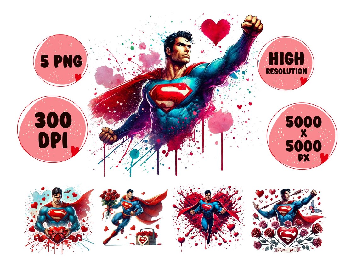 5 PNG Heart Superhero Man Png Superhero Splash and Watercolor Png Super ...