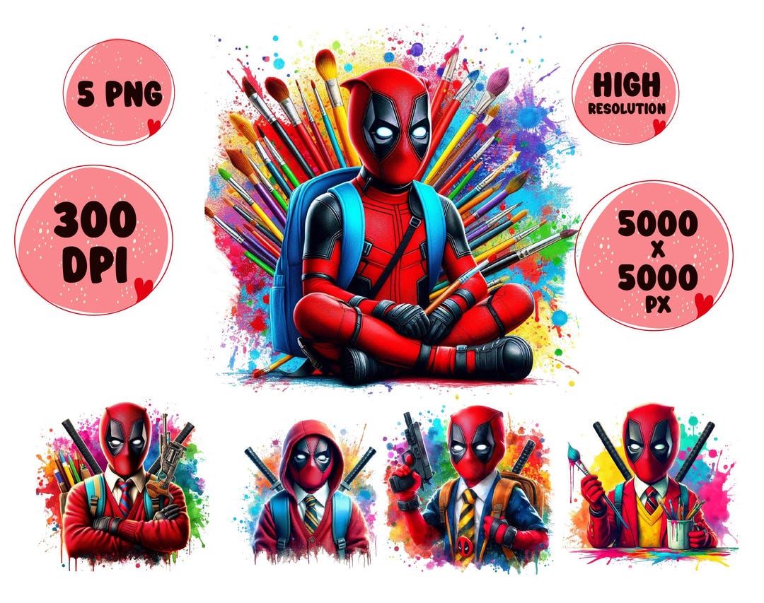 5 PNG Child Deadpool Png Splash and Watercolor Transparent School Cute ...