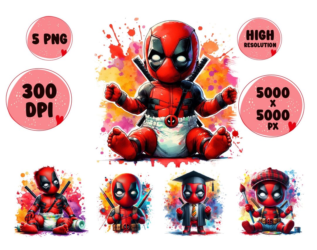 5 PNG Baby Deadpool Png Splash and Watercolor Transparent School Cute ...