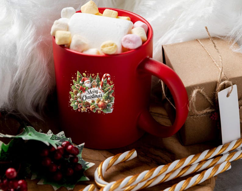 Retro Merry Christmas PNG Clipart: Holiday Sublimation Designs (digital ...