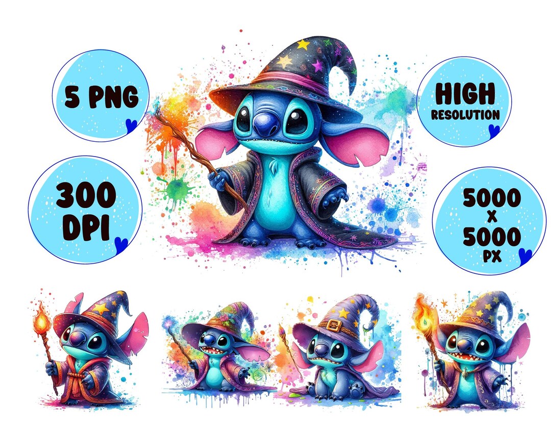 Wizard Stitch PNG: Watercolor Splash, Magic Sublimation (digital ...