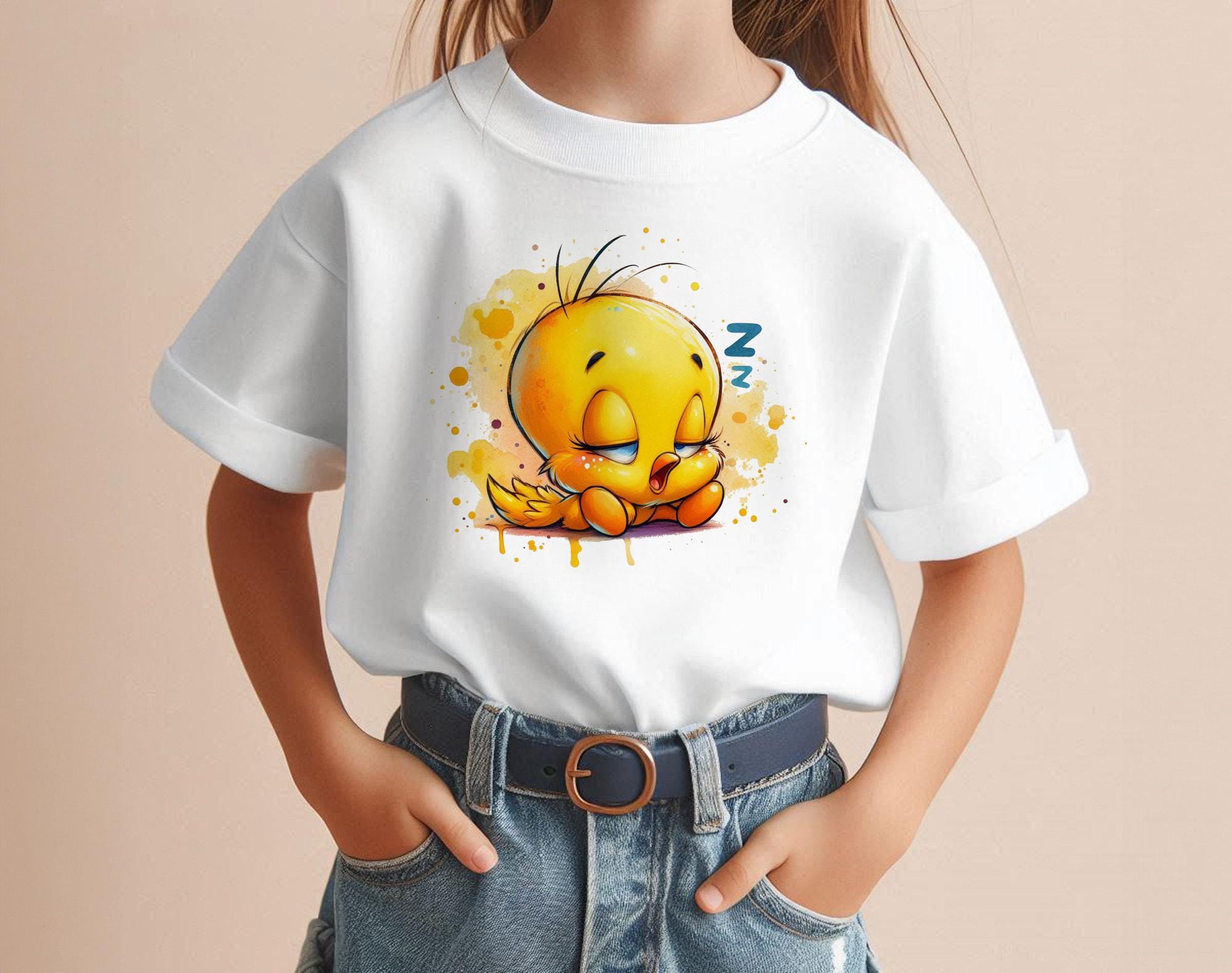 Sleepy Cartoon Chick PNG: Watercolor Splash, Yellow Bird (digital ...