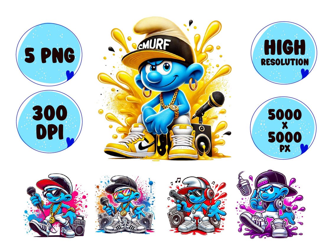 PNG Rapper Smurf Splash and Watercolor Png Smurf Transparent PNG File ...
