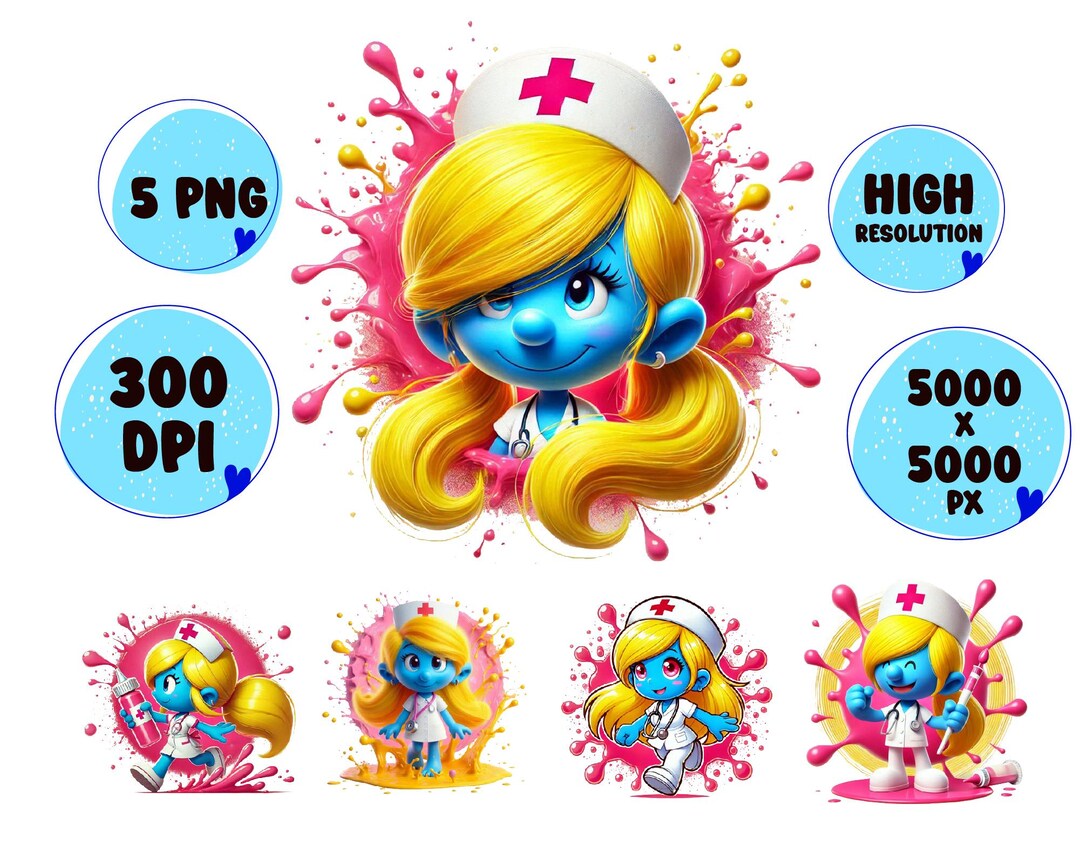 PNG Nurse Smurf Splash and Watercolor Png Smurf Transparent PNG File ...