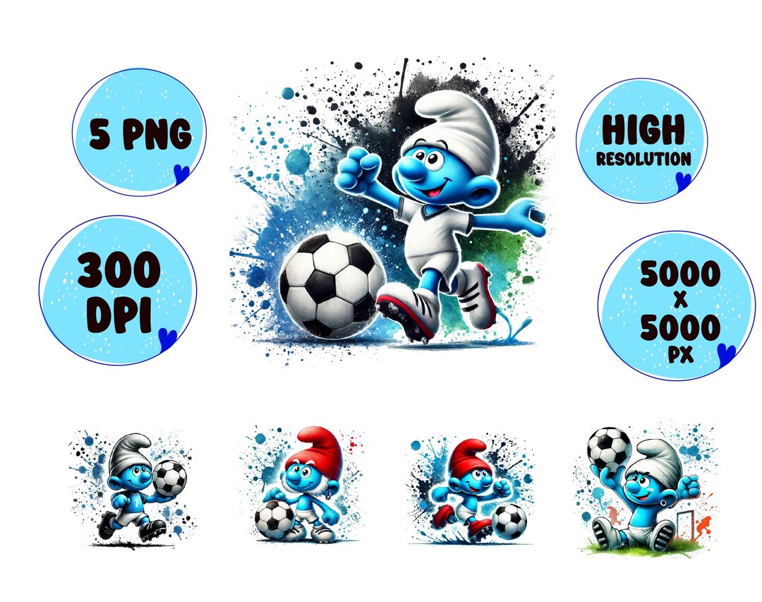 Football Smurf 5 PNG Football Splash and Watercolor Png Smurf ...
