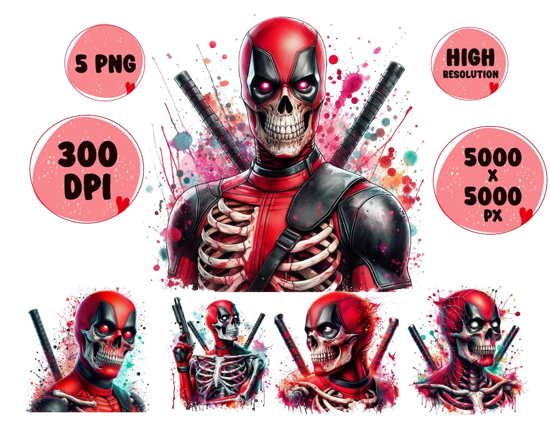 5 PNG Skeleton Deadpool Png Splash and Watercolor Transparent Cute PNG ...