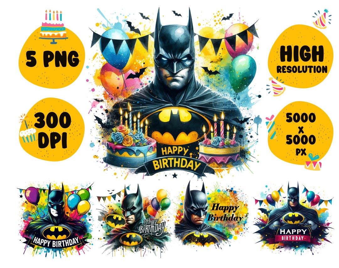 Superhero Birthday PNG: Watercolor Splash, Transparent File (digital ...