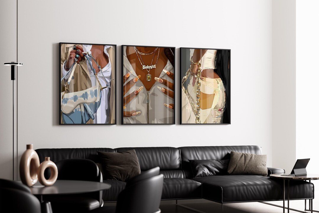 Set of 3 Black Attractive Women Art Prints, Afrocentric Portraits ...