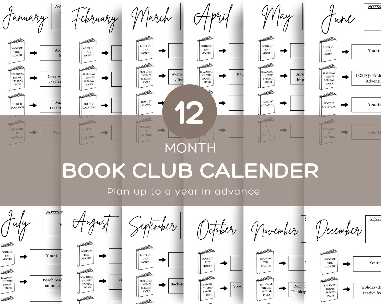 Book Club Planner for Book Club Discussion Printable Book Review ...