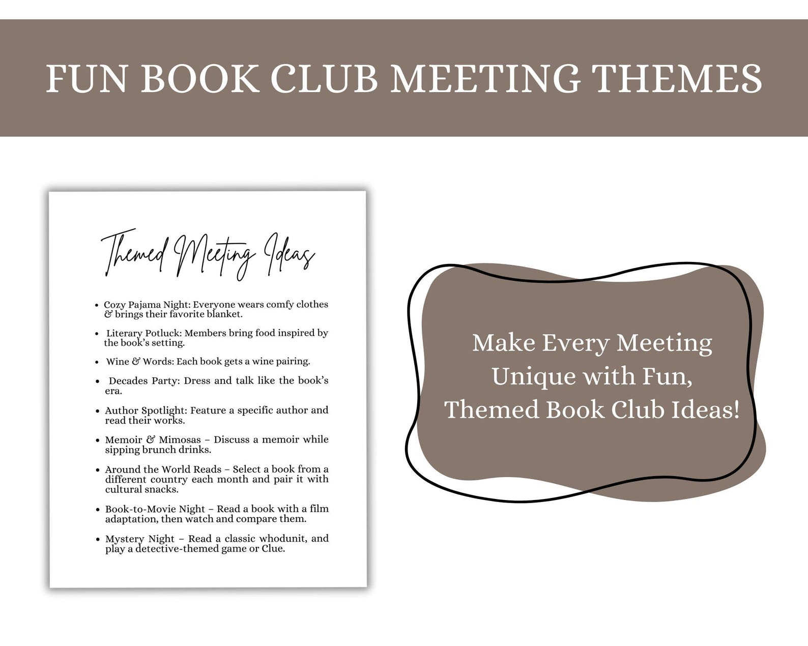 Book Club Planner for Book Club Discussion Printable Book Review ...