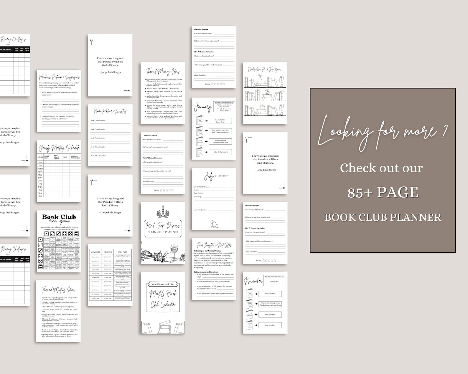 Book Club Discussion Guide Printable Monthly Book Club Planning ...