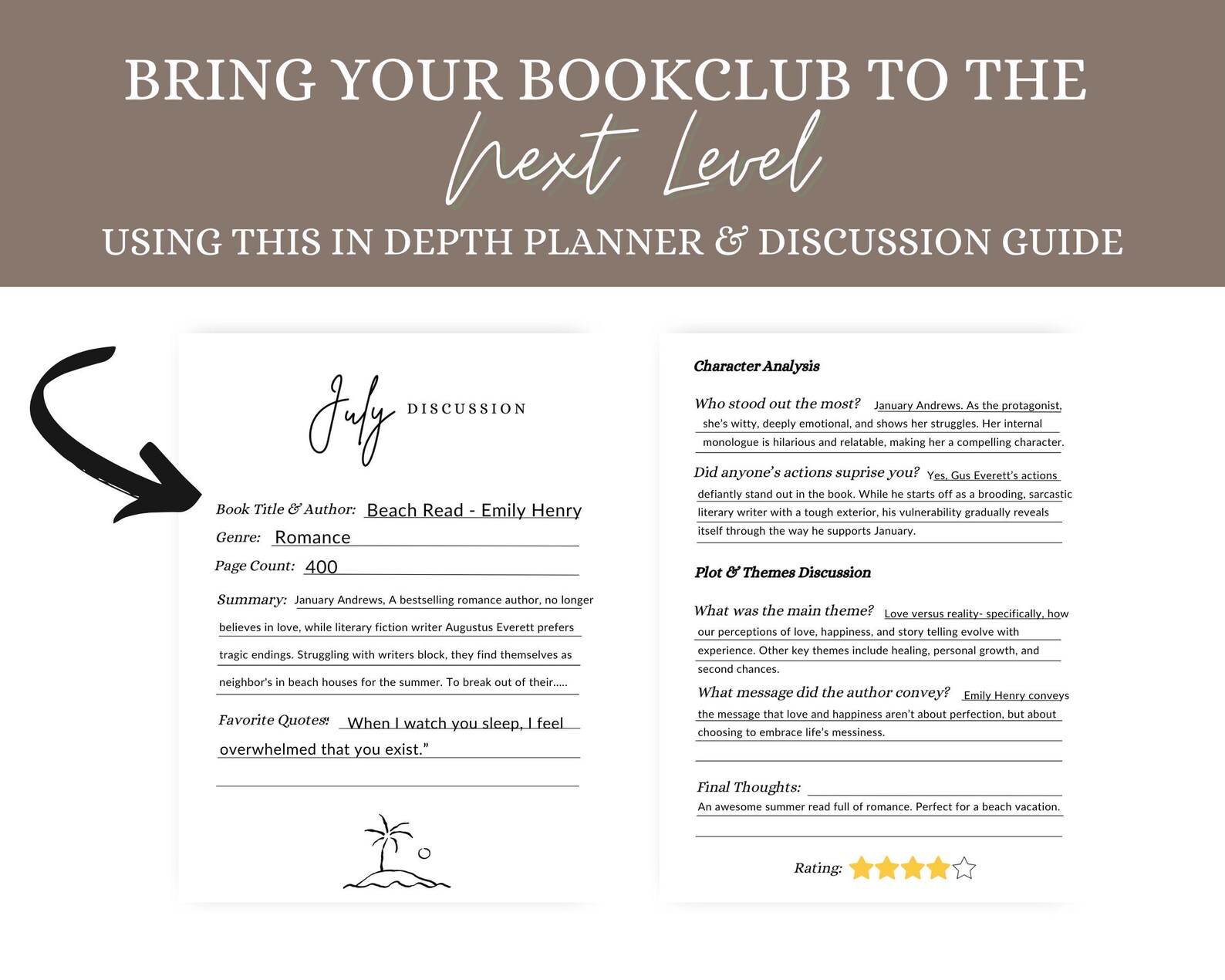 Book Club Discussion Guide Printable Monthly Book Club Planning ...