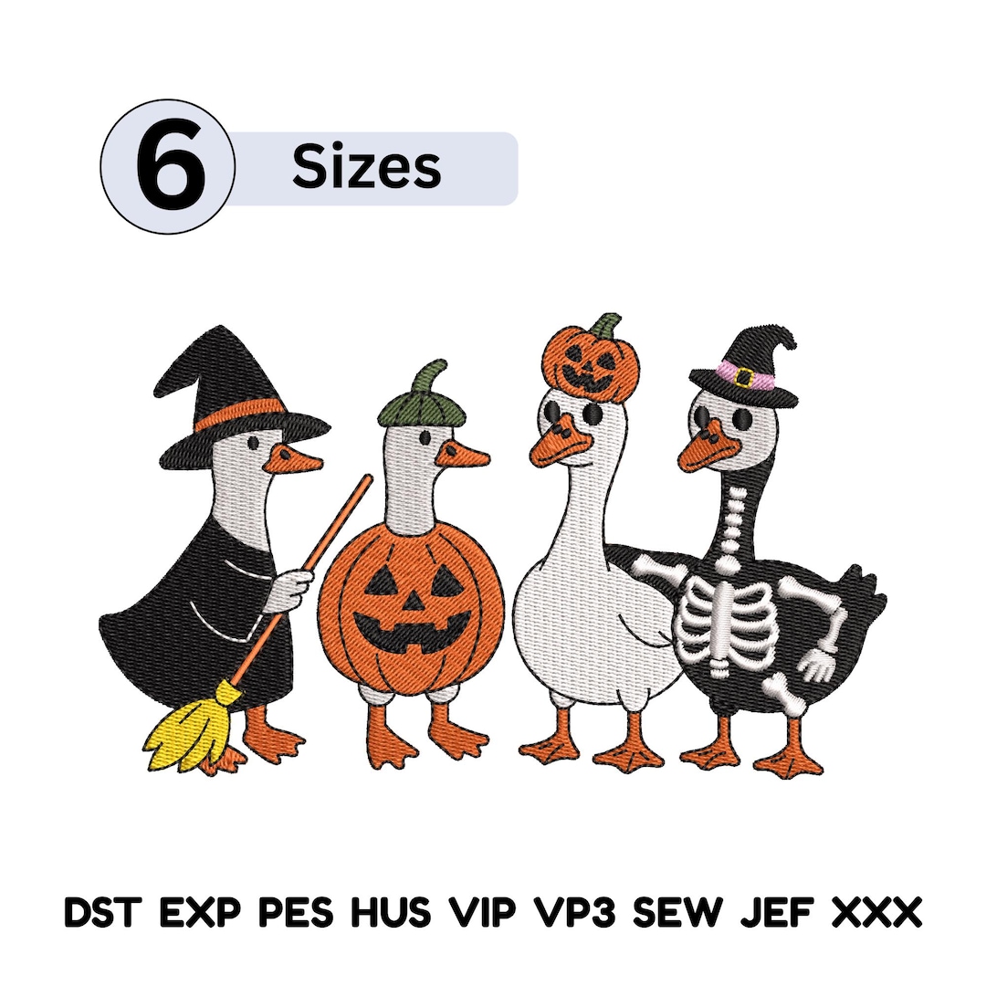 Halloween Goose Embroidery Design, Witch Ghost Pumpkin (6 Sizes) - Etsy