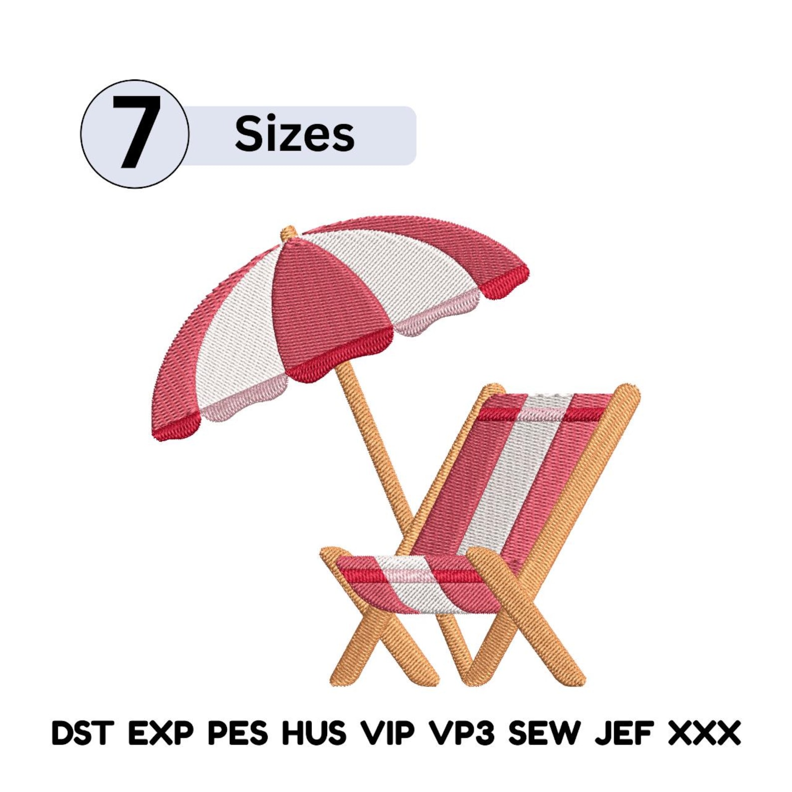 Preppy Beach Chair Embroidery Design – Umbrella Applique (7 Sizes) - Etsy