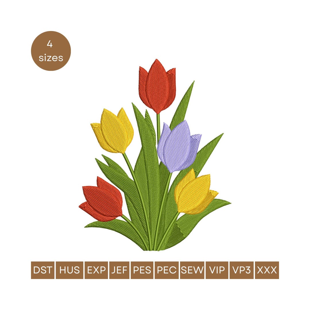 Tulip Bouquet Machine Embroidery Design Flower Bouquet Embroidery ...