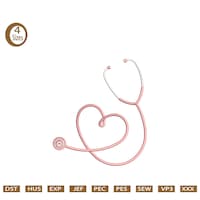Heartbeat Stethoscope Embroidery Design, 4 Sizes, Digital Download ...