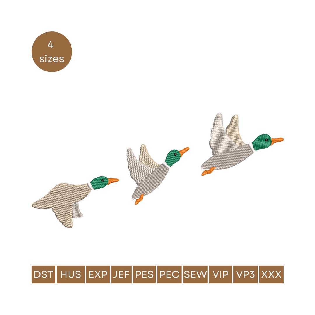 Mallard Duck Trio Flying Scene Machine Embroidery Files Collar Duck ...
