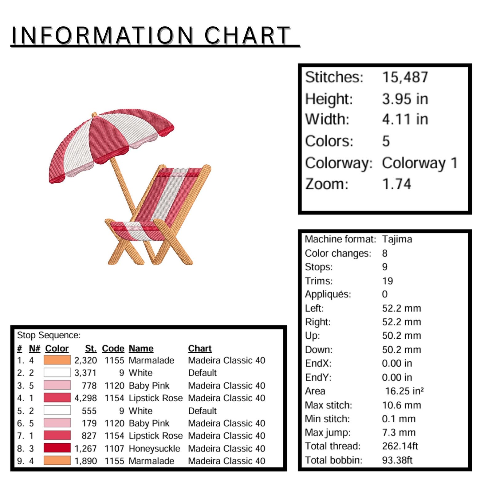 Preppy Beach Chair Embroidery Design – Umbrella Applique (7 Sizes) - Etsy