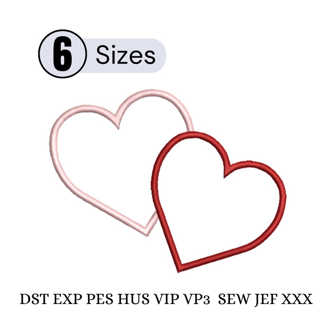 Double Heart Applique Embroidery Design, Two Hearts Machine Embroidery ...