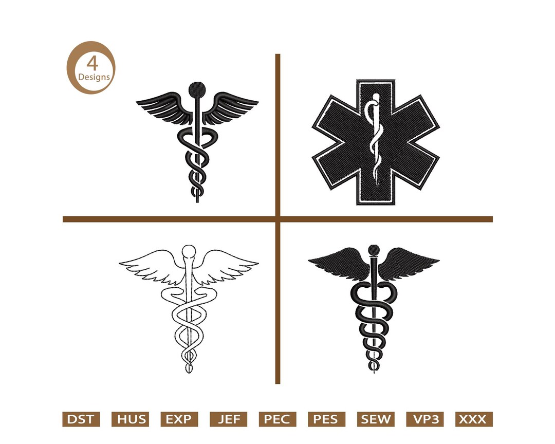 Registered Nurse Embroidery Design Caduceus EMT Machine Embroidery ...