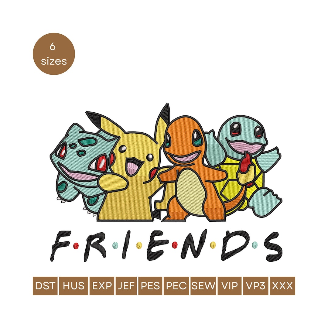 Anime Pokemon Embroidery Design, Pikachu & Friends (digital File) - Etsy