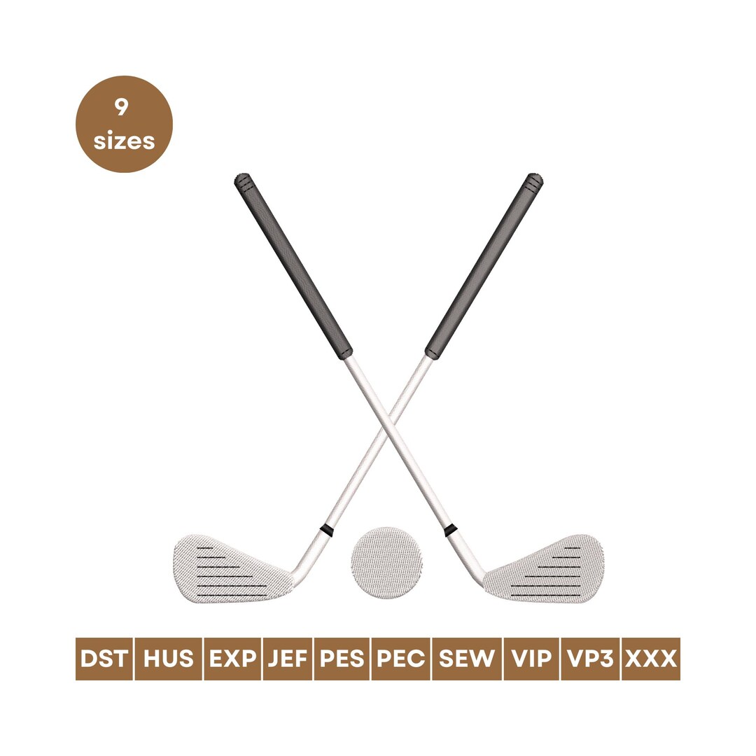 Golf Club Machine Embroidery Design, Mini to Large Golf Club Embroidery ...