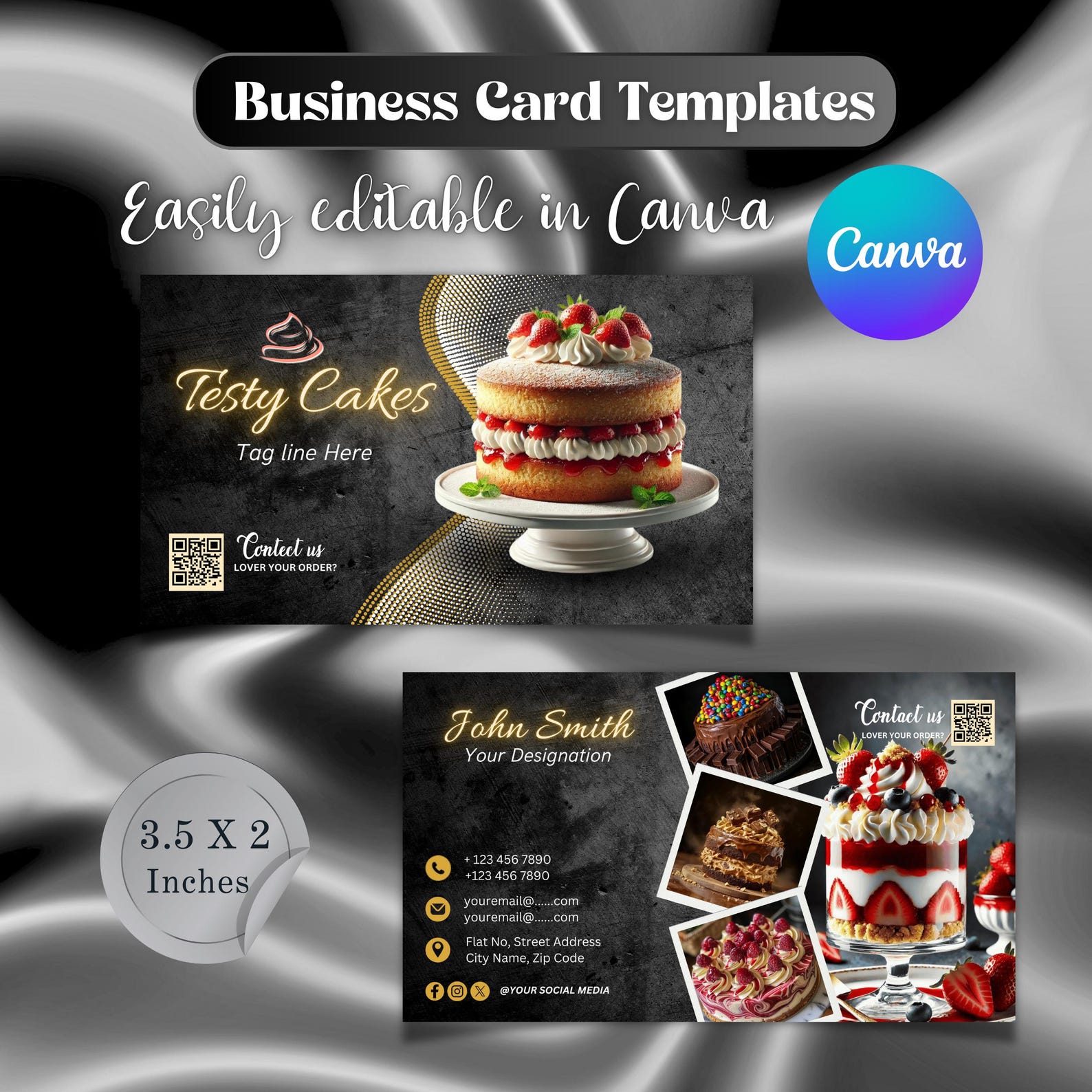 Bakery Business Card, Business Card Template, Pastry Shop Business Card ...