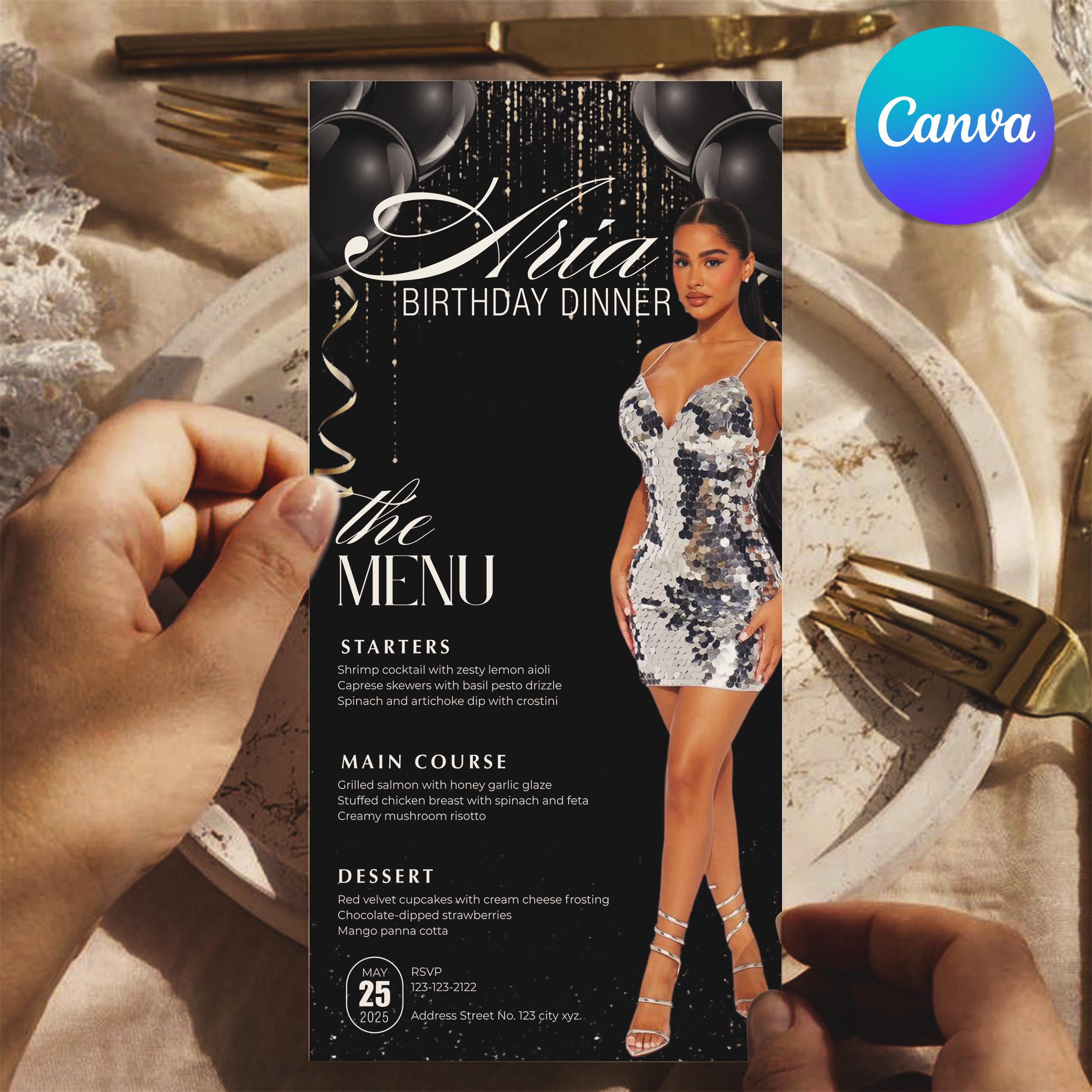 Birthday Menu Card, Birthday Picture Menu, Full Picture Menu and Drink ...