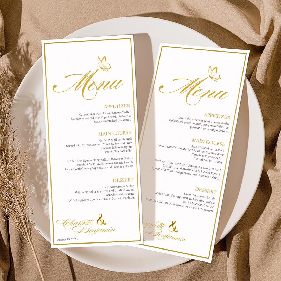 Classic Menu Template, Wedding Menu Template, Menu Card Template ...