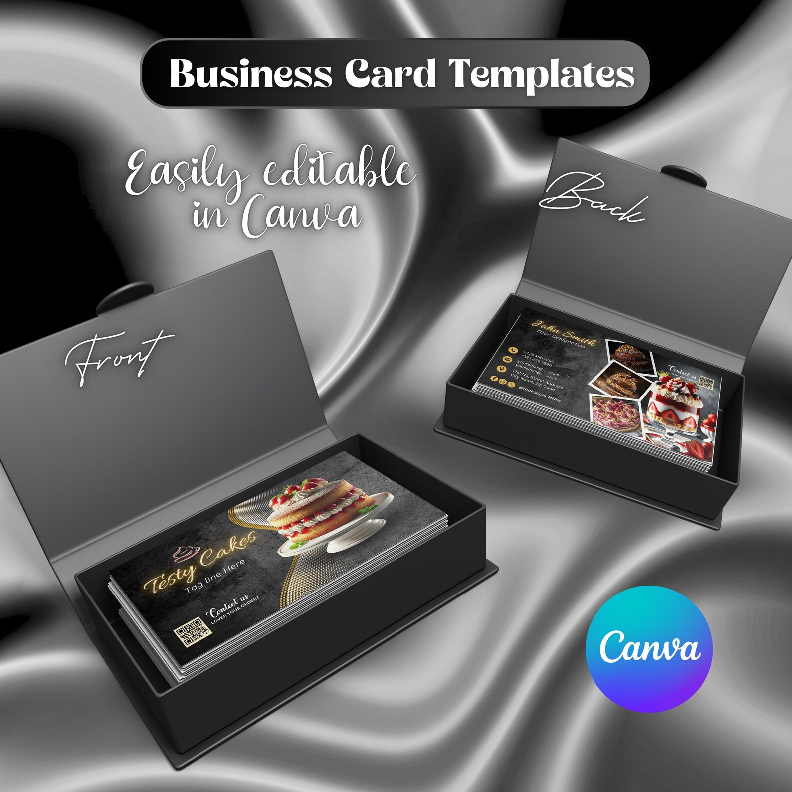 Bakery Business Card, Business Card Template, Pastry Shop Business Card ...