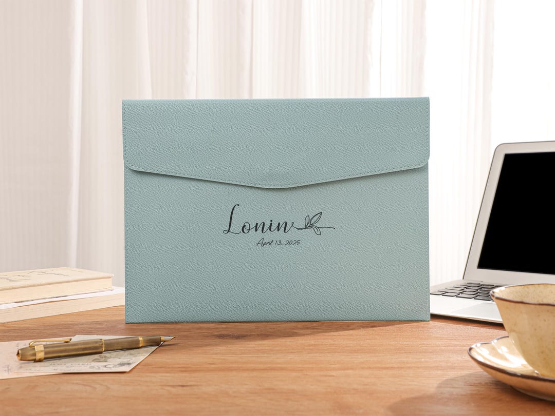 Personalized A4 Leather File Folder, Custom Document Case for Work ...
