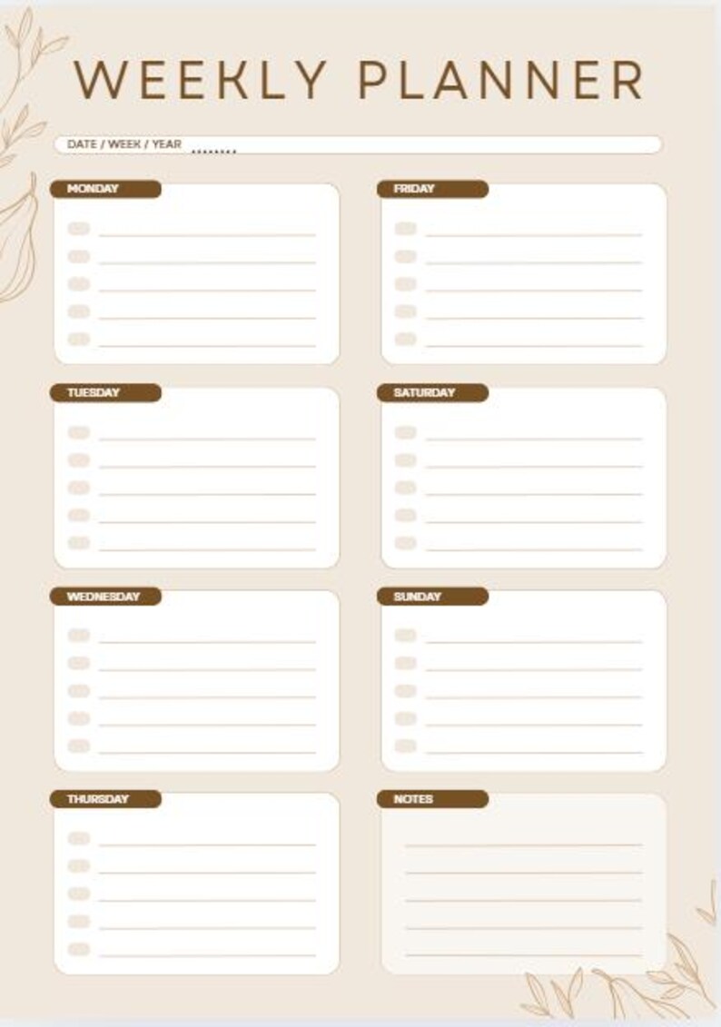 Printable Weekly Planner - Etsy