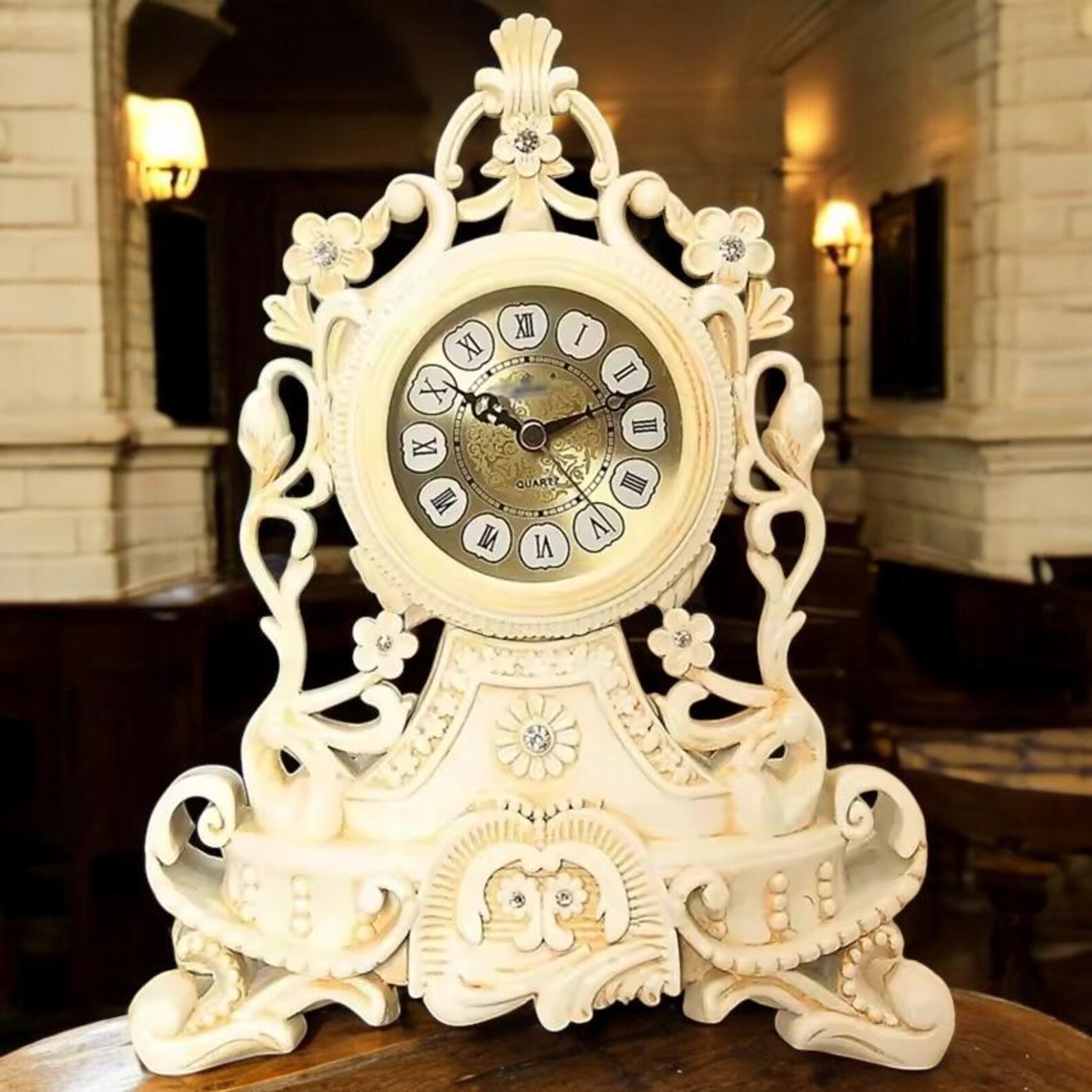 Vintage European-style French Analog Table Clock, Non-ticking, Battery ...