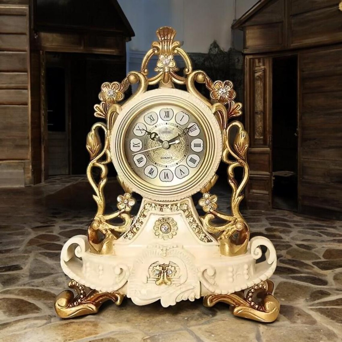 Vintage European-style French Analog Table Clock, Non-ticking, Battery ...