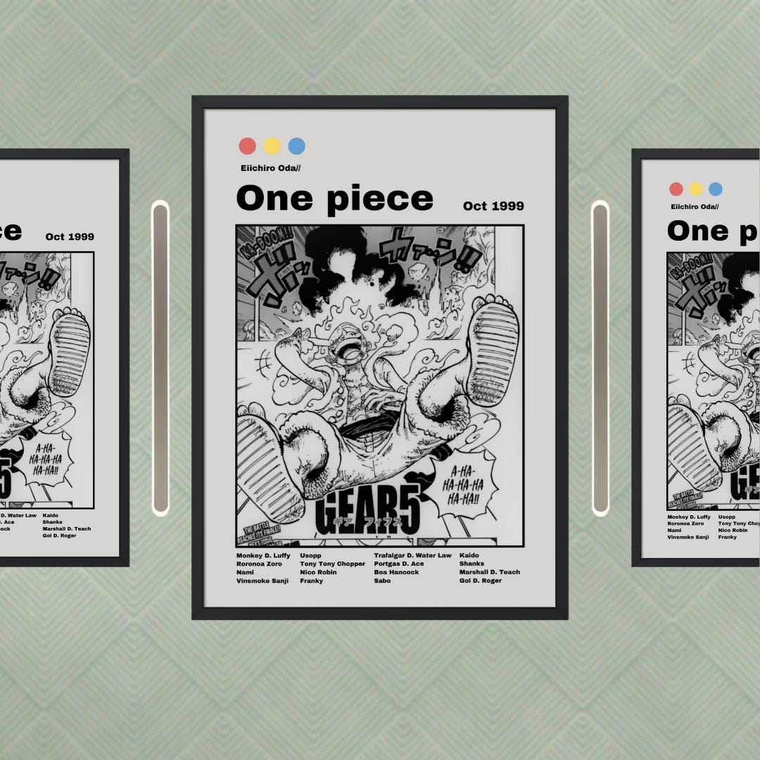 Minimalist One Piece Poster, Gear 5 Luffy, Modern, Manga, Original ...