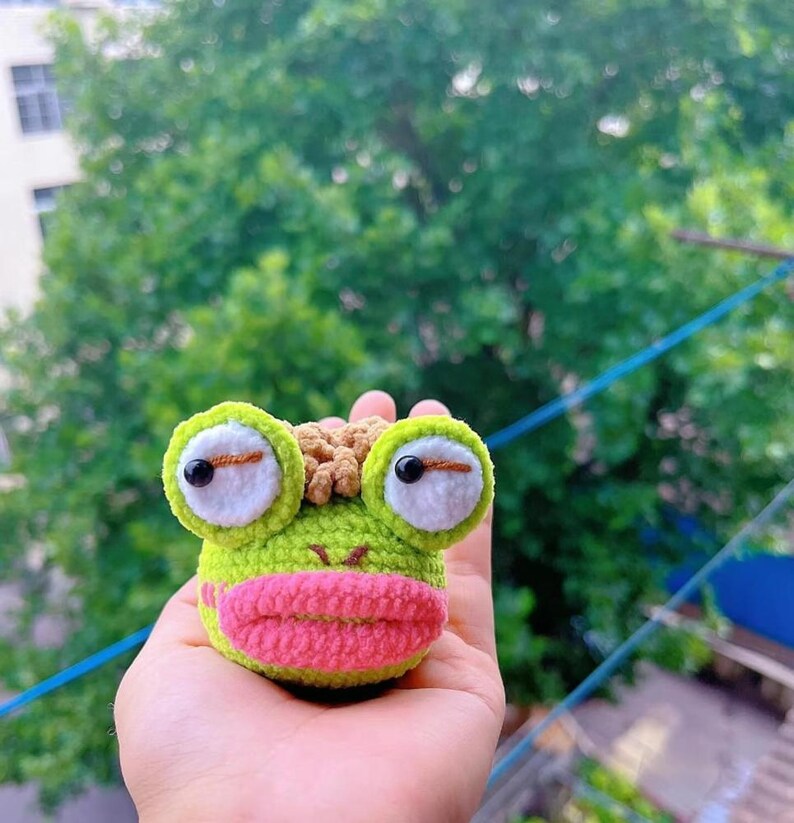 Funny Crazy Green Frog With Bulging Eyes Crochet Pattern, Meme Inspired ...