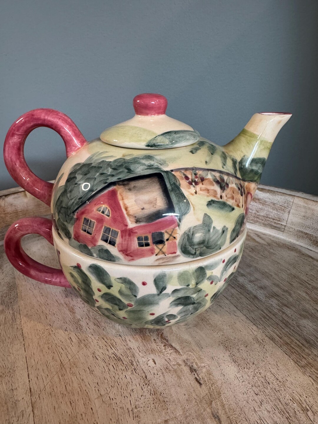 Vintage Michal Sparks Hand-painted Teapot Set: Tea for One, Ceramic ...