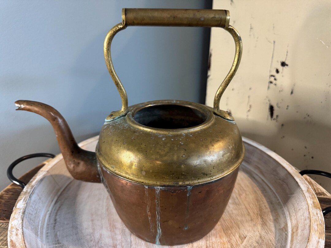 Antique Copper Depose Gooseneck Tea Kettle | Vintage Teapot | Farmhouse ...